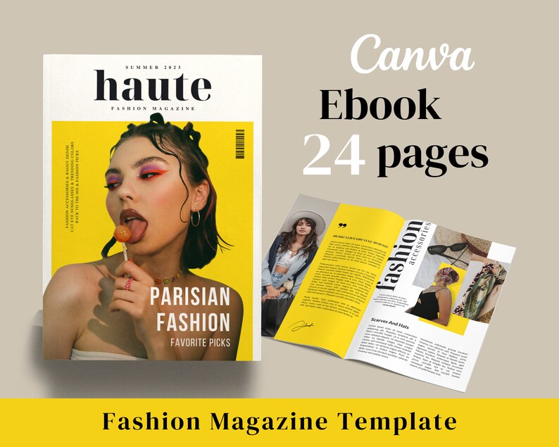 Fashion Magazine Template Canva Template Digital Magazine Template ...