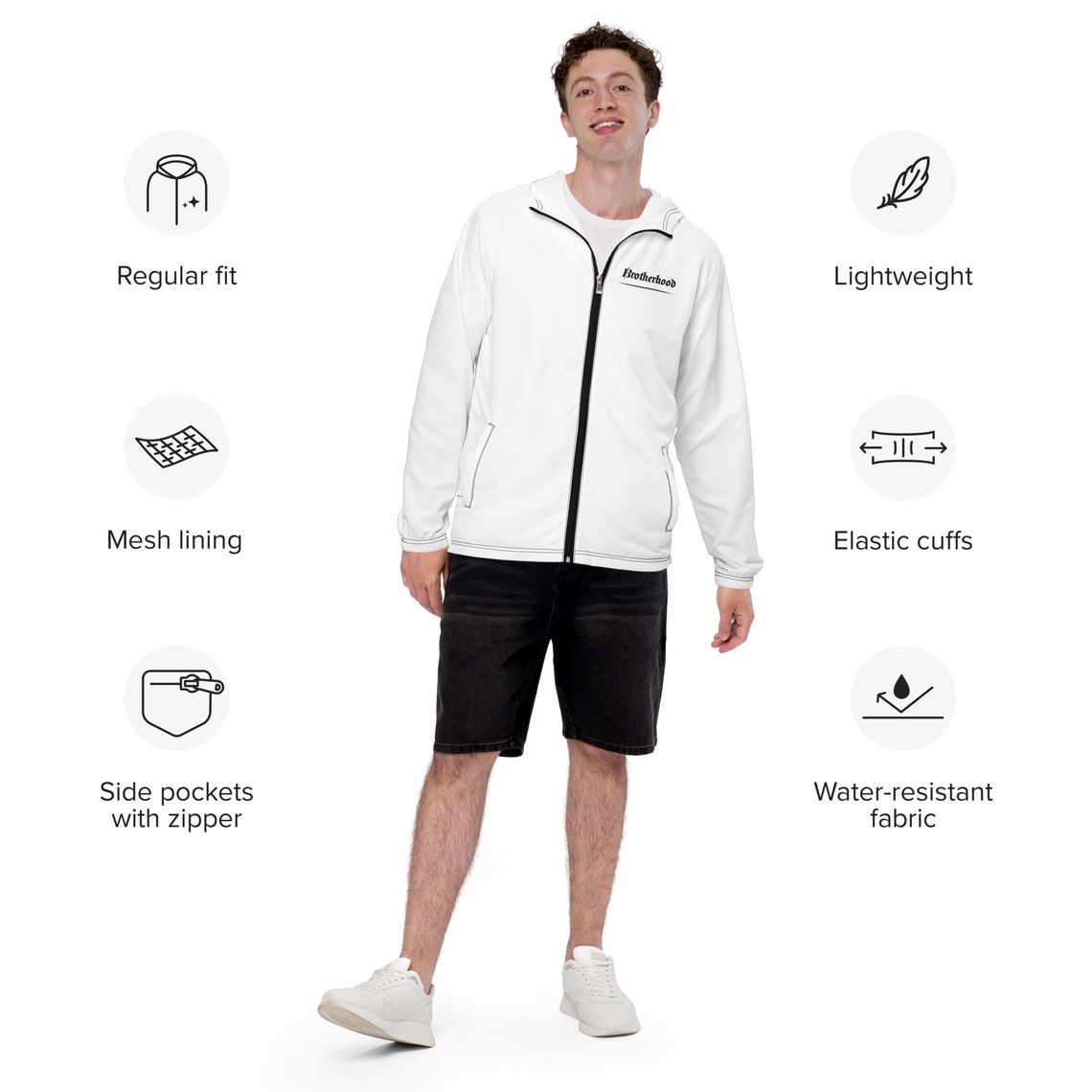 Mens Windbreaker Brotherhood for Men Black/white - Etsy