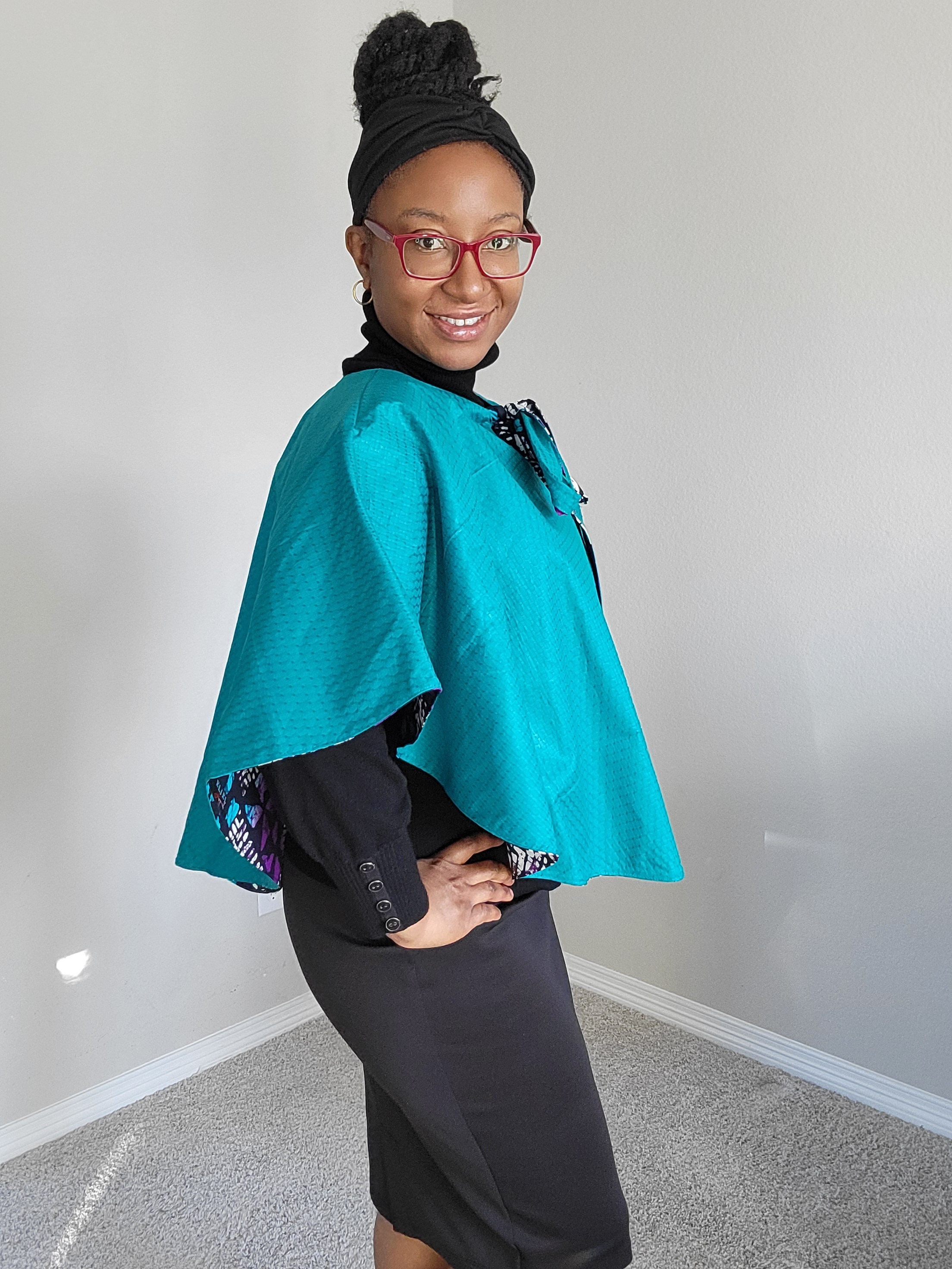 Reversible African Print Cape, Teal and Purple African Print Jacket ...