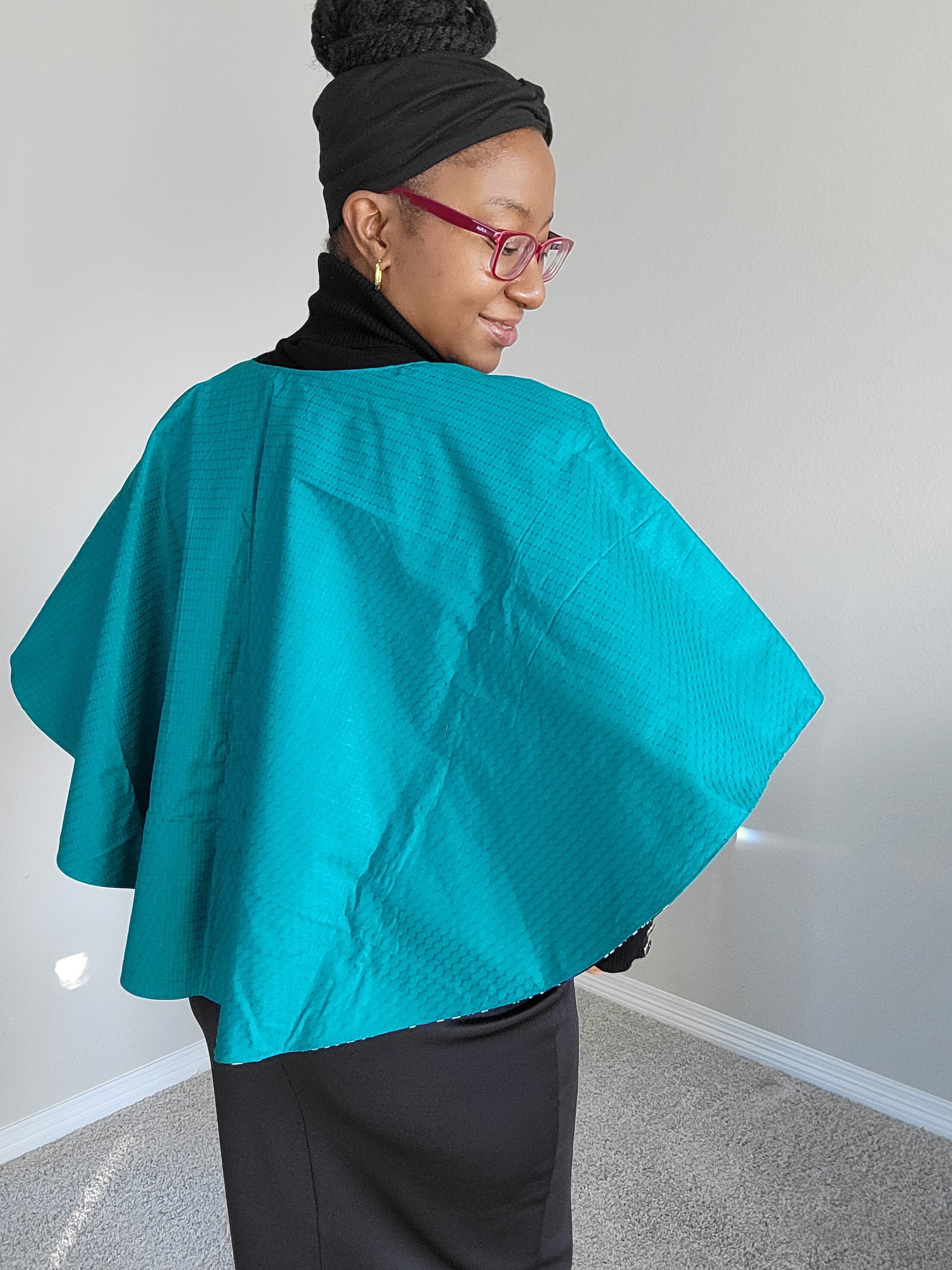 Reversible African Print Cape, Teal and Purple African Print Jacket ...