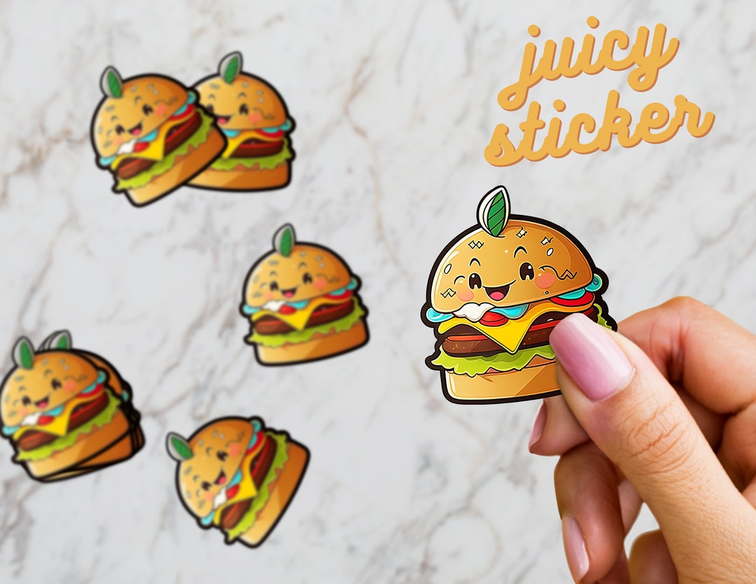Colorful Cute Hamburger Digital Sticker | High-quality PNG and SVG File ...