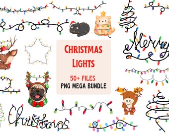 Dog Christmas Lights Clipart - Etsy