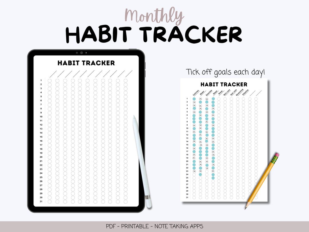 Daily Habit Tracker Checklist Monthly Journals Trackers Planners ...