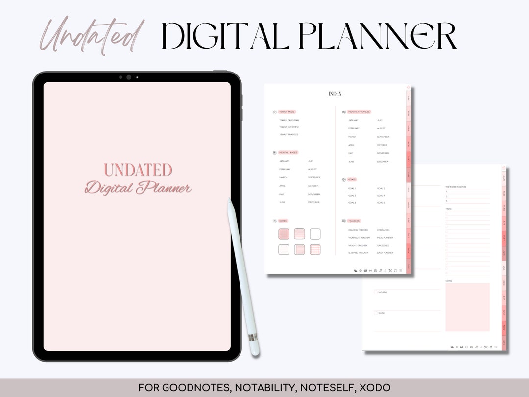 Undated Digital Planner Calendar Daily Monthly Weekly All-in-one DPC ...