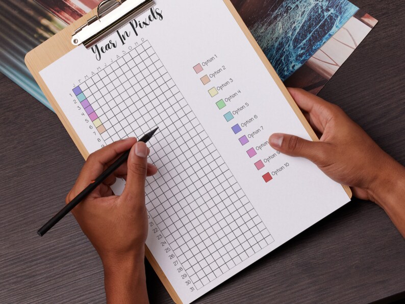 Year in Pixels Blank Sheet Customisable Bullet Journal Printable PDF ...