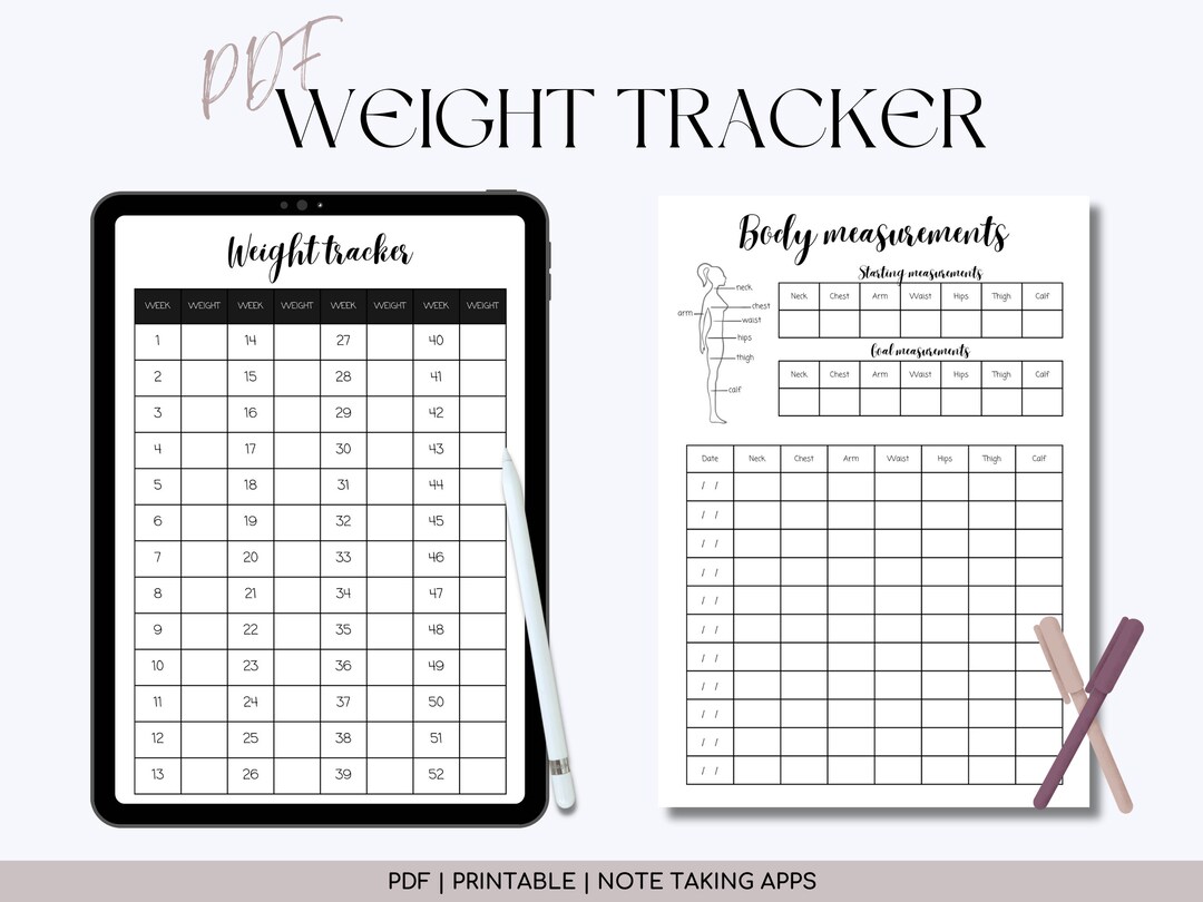 Weight Loss Tracker PDF Printable Digital Planner Weight Loss Planner ...