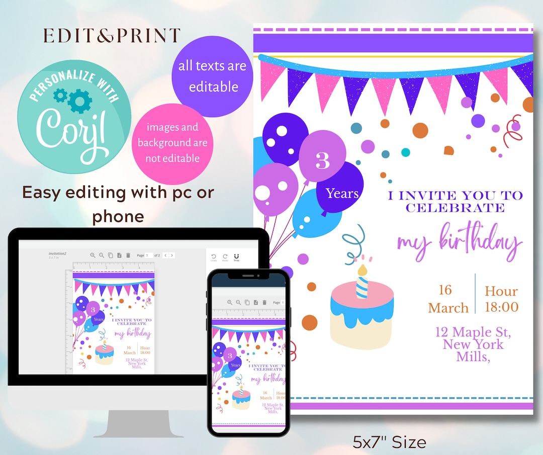 Printable Happy Birthday Template, Kids Birthday Template, Invitations ...