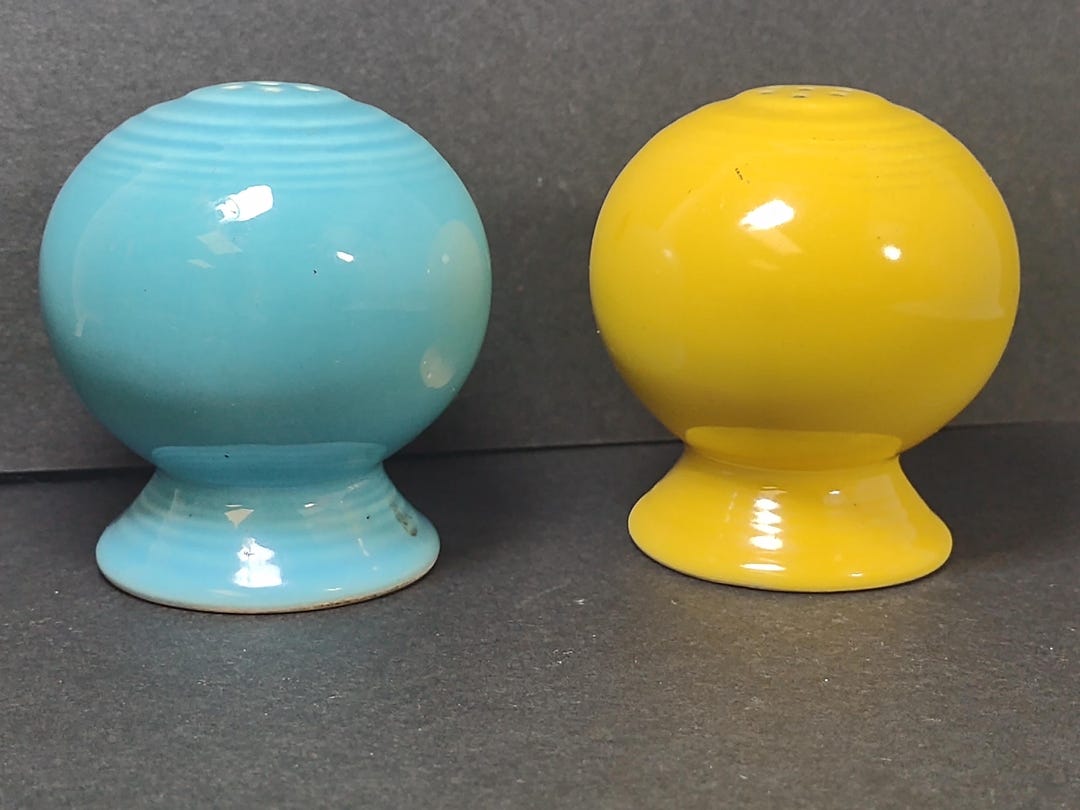 VINTAGE Fiesta Fiestaware Light Blue and Yellow Salt and Pepper Shakers ...