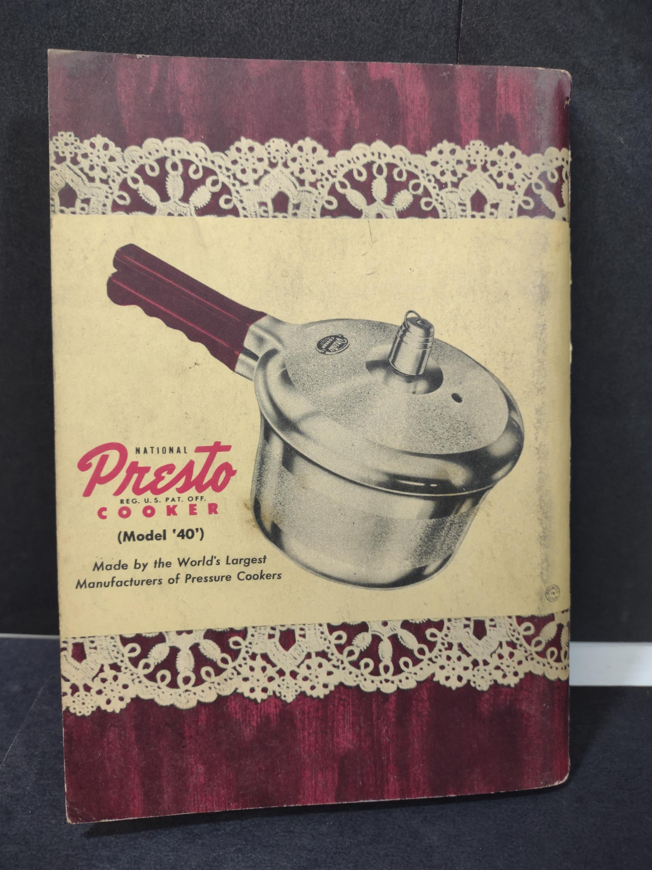 Vintage Presto Pressure Cooker Recipe Book Model 40: 1940s Cooking ...