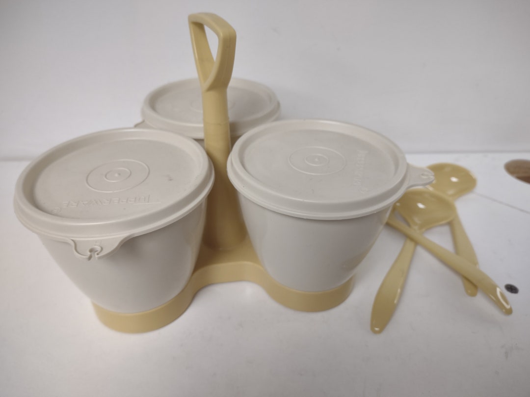 Tupperware Almond/harvest Yellow 757 Condiment Caddy Server With Lids ...