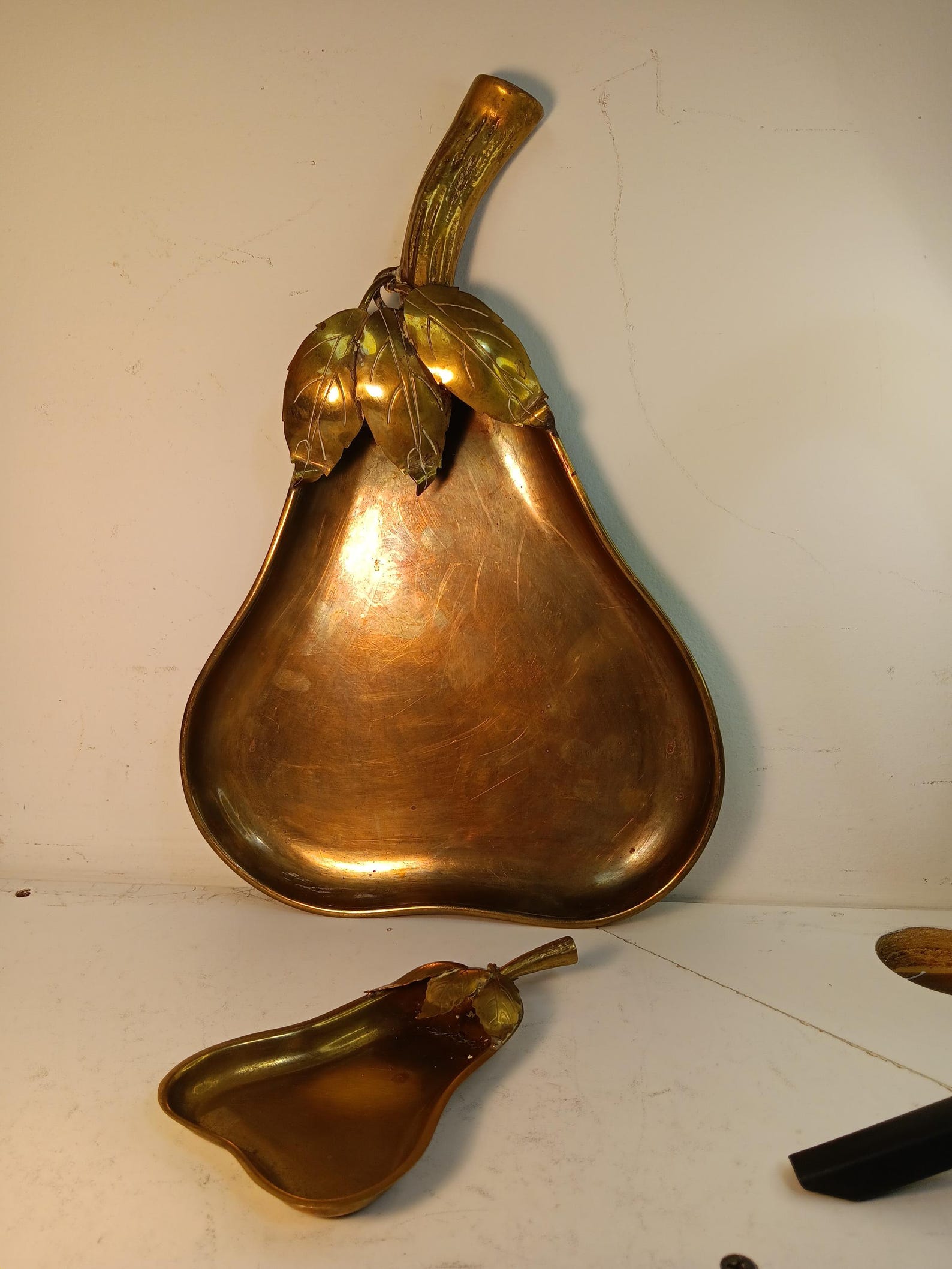 Vintage Large Brass Pear Shaped Serving Tray Patina 12 X 8 Small Tray ...