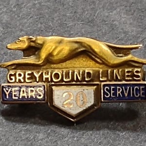 Vintage 20 Years Service Pin Greyhound Lines NSF 10K Gold Employee Bus ...
