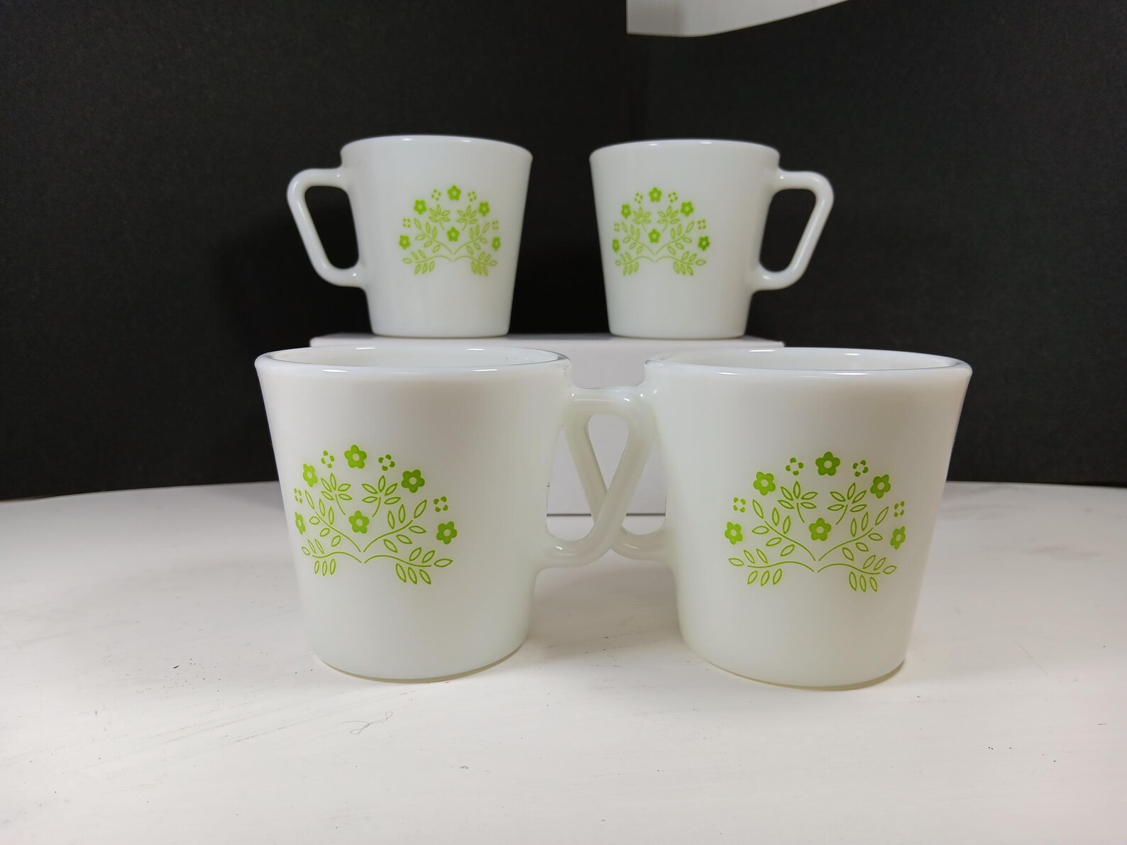 Pyrex Honeydew green Daisies Summer Impressions Mugs 1410 Vintage Pre ...