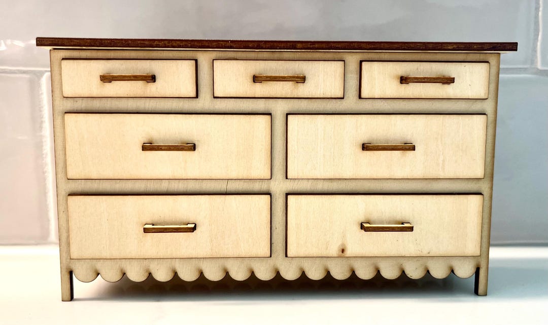 Dollhouse Dresser Kit, Plain Wood, You Paint or Stain, 1/12 Scale ...