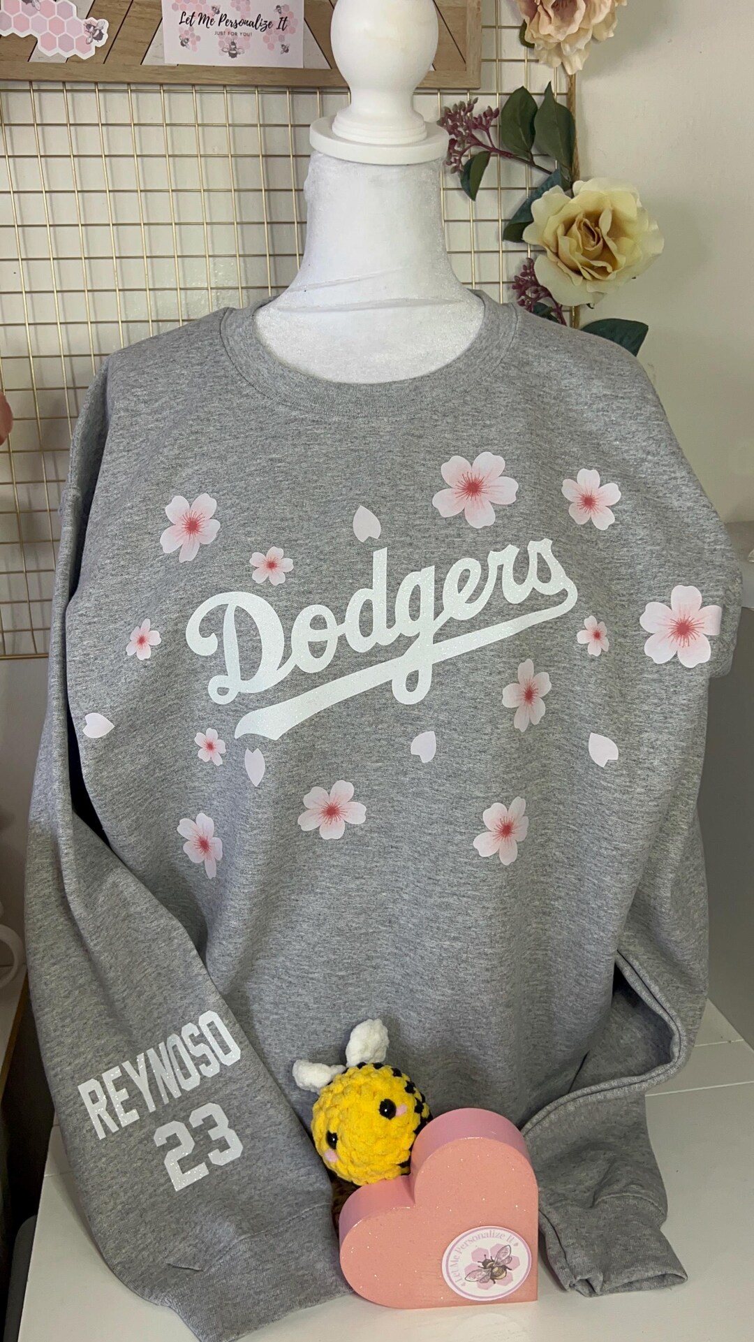 Cherry Blossom Dodgers Sweater, Girly Sweater, Custom Glitter Sweater ...