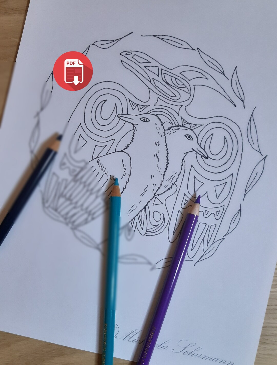 Hand-drawn Coloring Page - Ravens Haida Tribal - Etsy