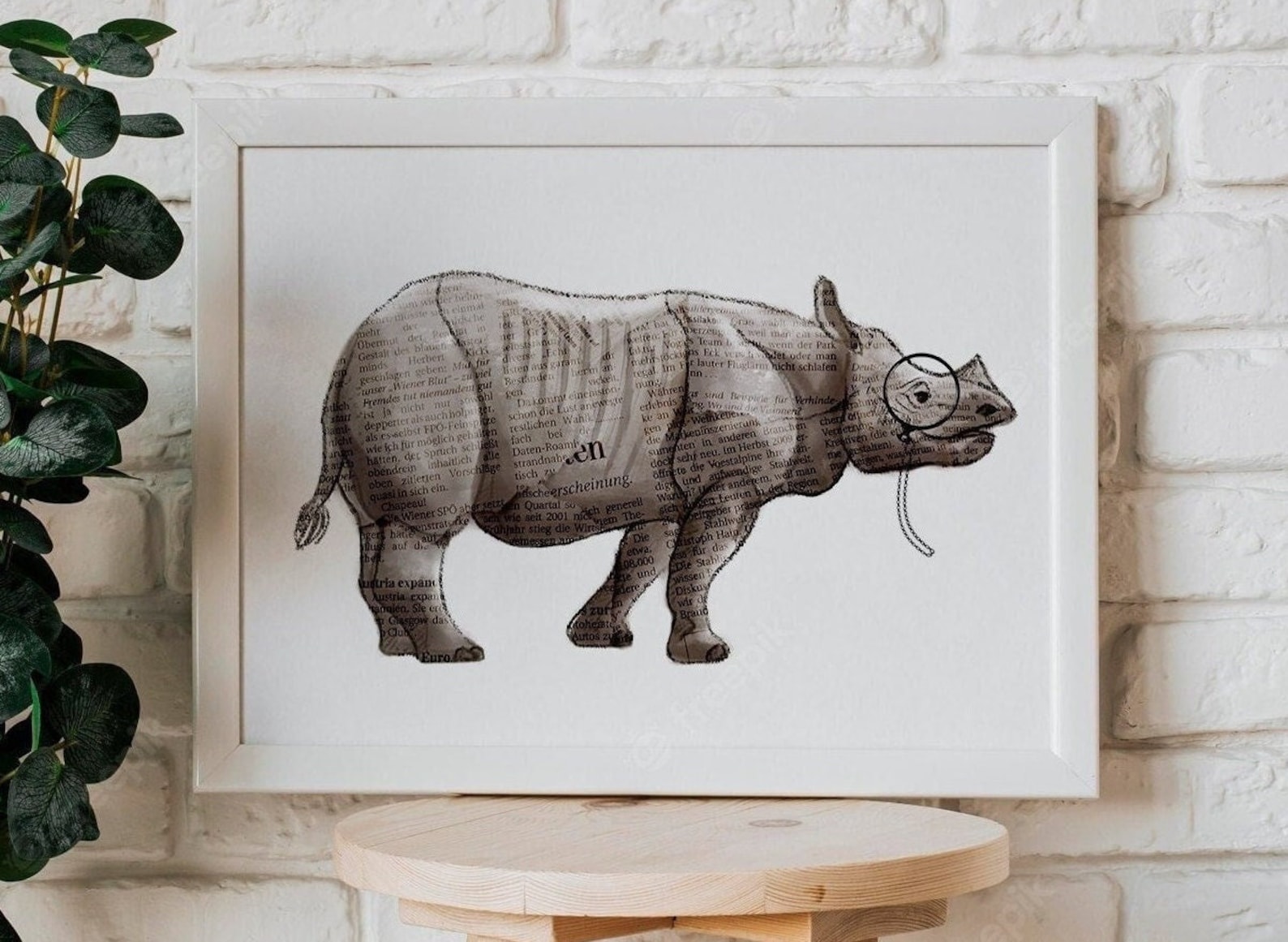 Rhino Print Digital Print by Lauren Fitzgerald, Art, Watercolor, Animal ...
