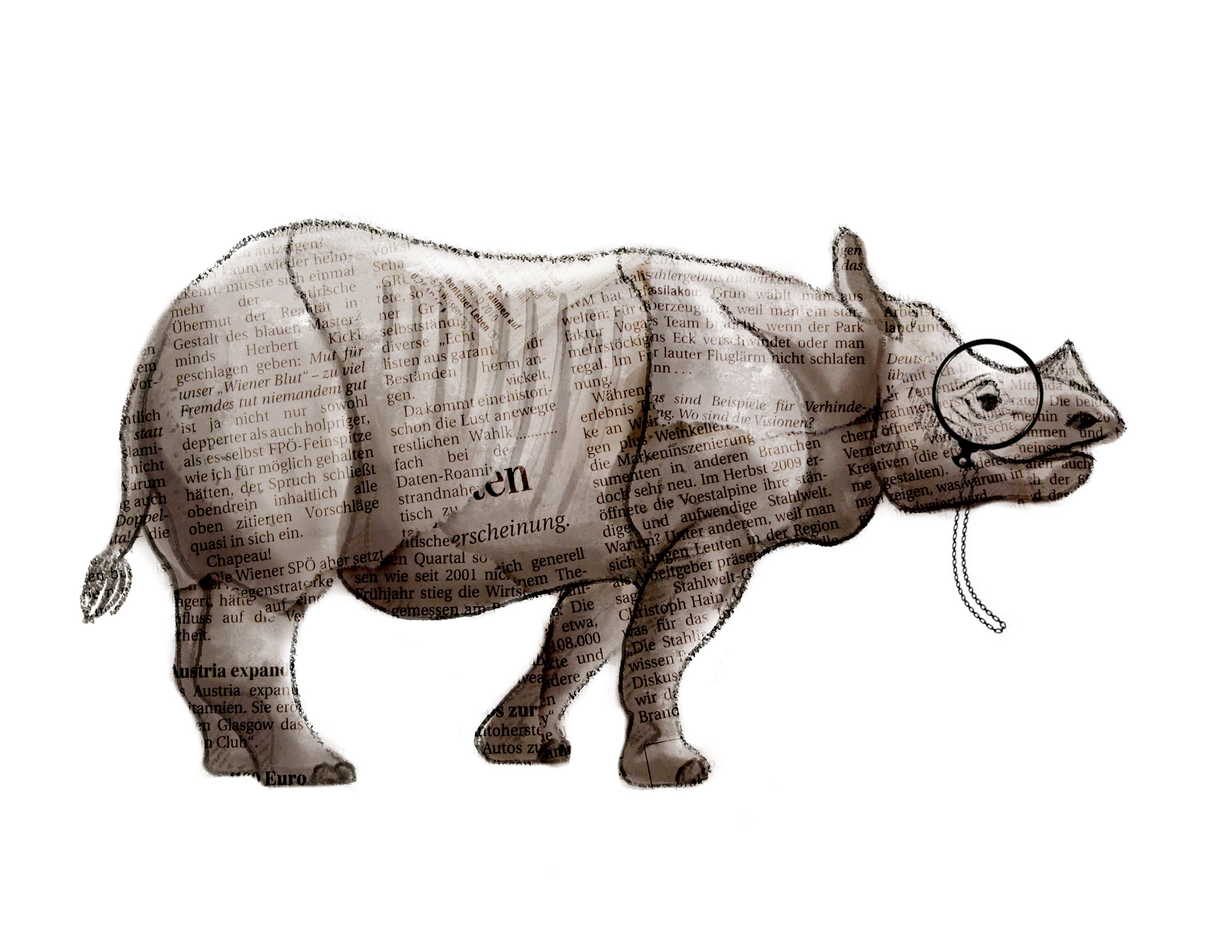 Rhino Print Digital Print by Lauren Fitzgerald, Art, Watercolor, Animal ...
