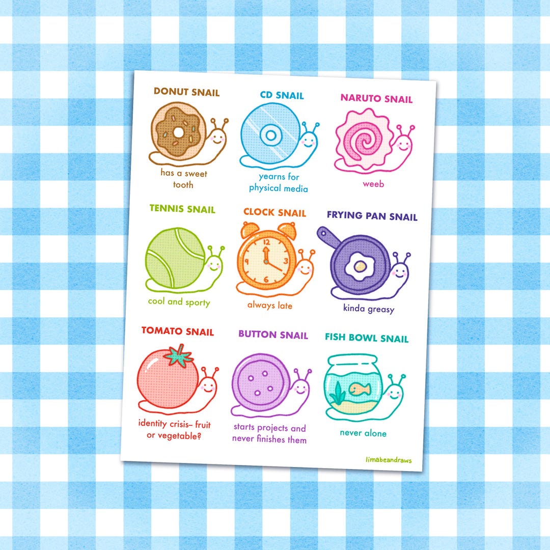 Snails Print | Cute | Original Art | Illustration - Etsy