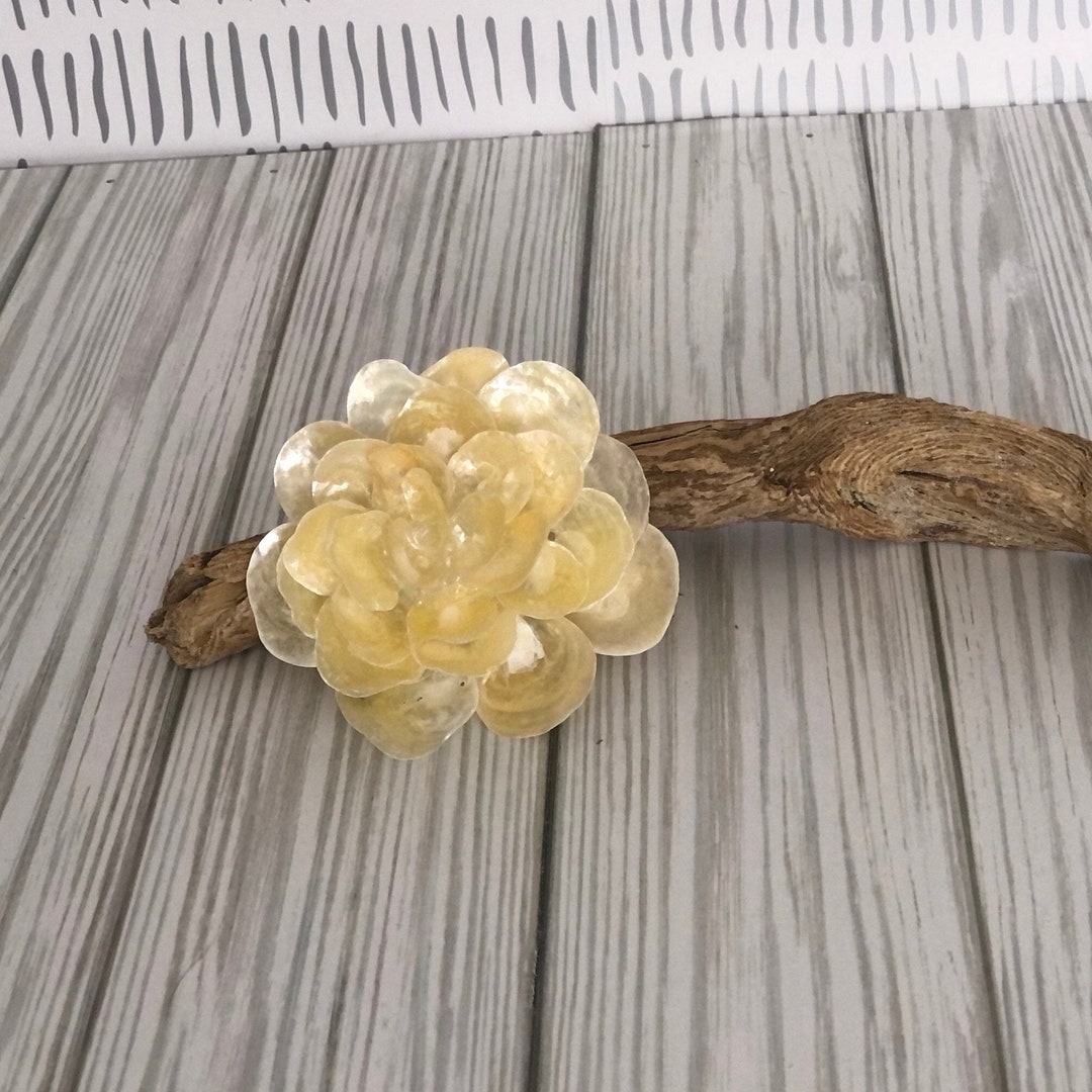 Shell Flower, Yellow Forever Flower, Jingle Shells, Coastal Decor ...