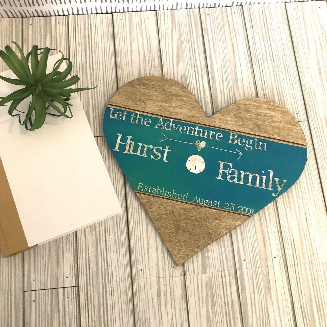 Family Wall Sign Personalized Family Name Wood Heart Wall - Etsy