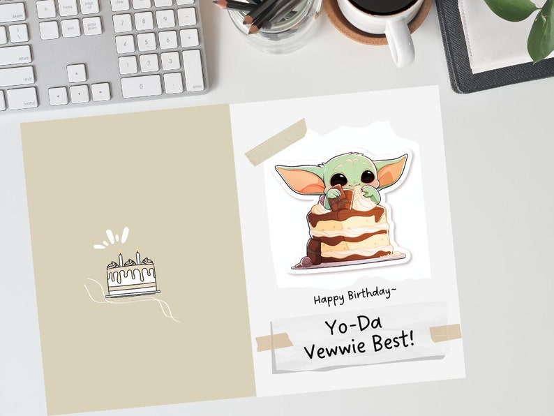 Printable Birthday Card Instant Download Card Baby Yoda - Etsy