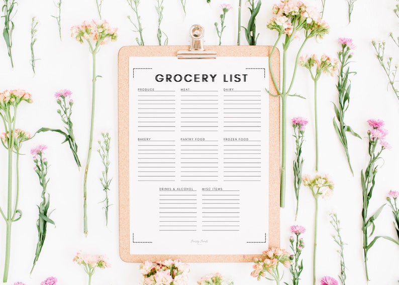 Printable Grocery List Simple Shopping List Category List - Etsy