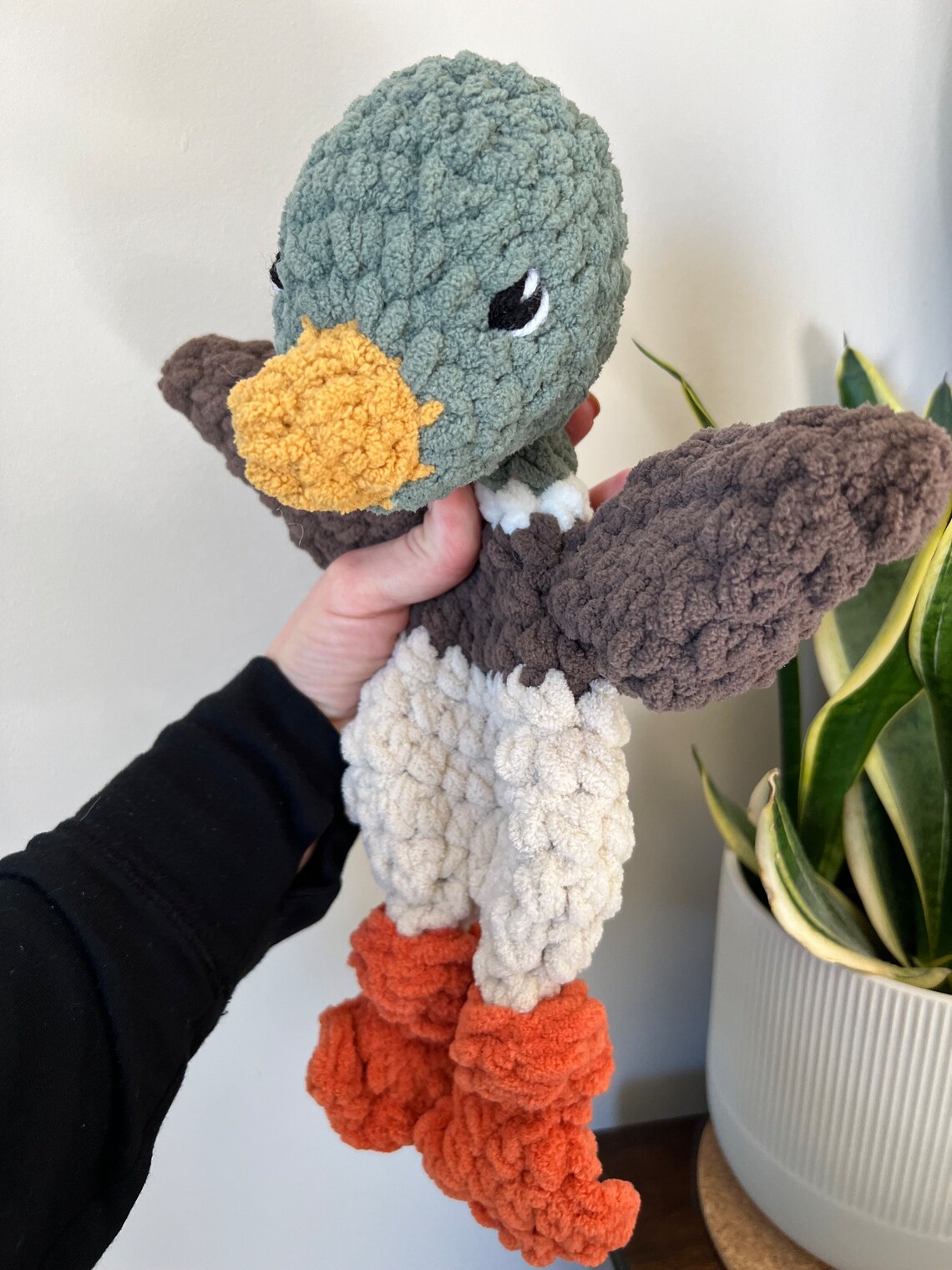 Duck Lovey Crochet Mallard Plush Snuggler Duckling Stuffy - Etsy