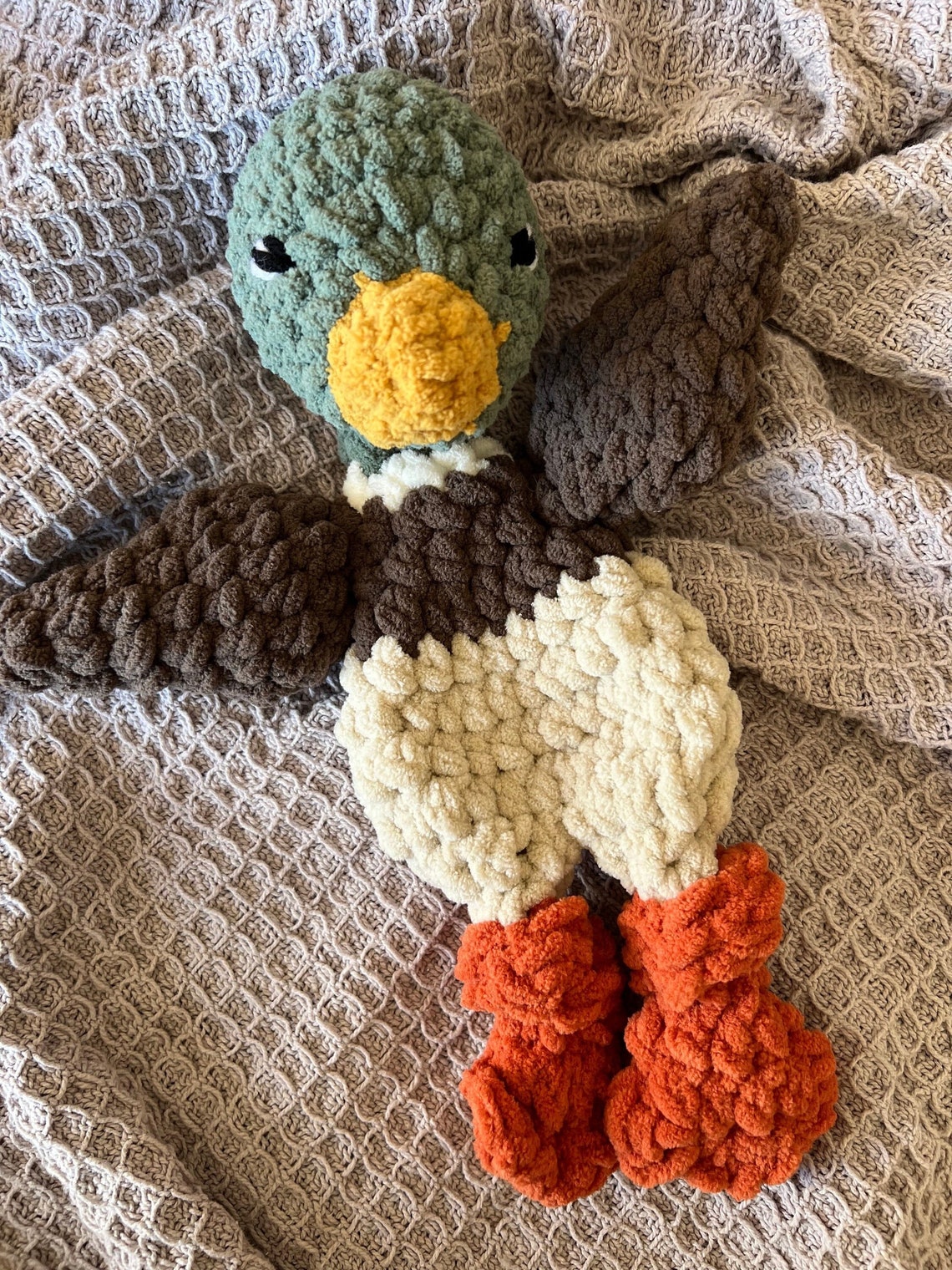 Duck Lovey Crochet Mallard Plush Snuggler Duckling Stuffy - Etsy