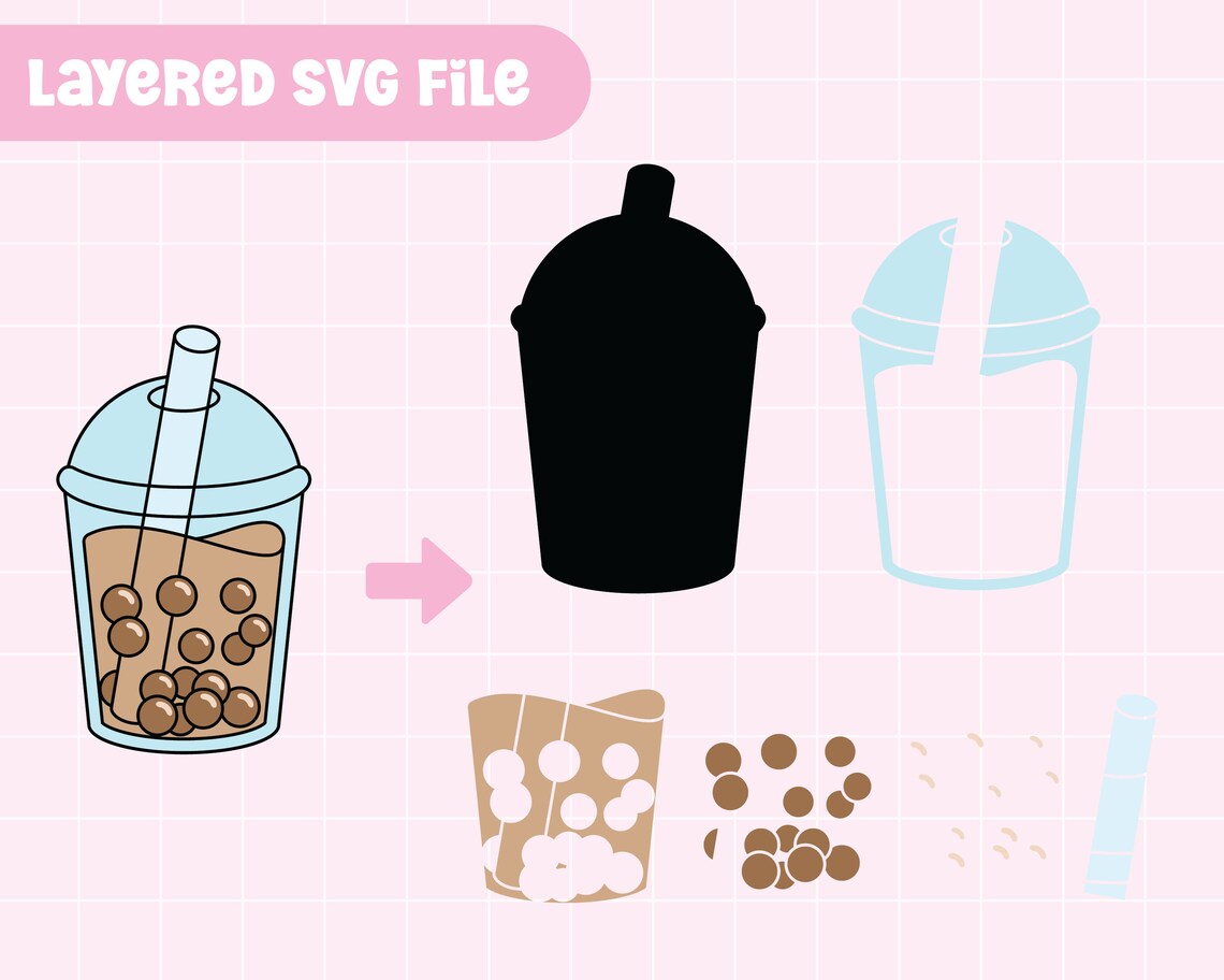 Boba Milk Tea SVG Bundle, Cute Bubble Tea Lover SVG Cut File for Cricut ...
