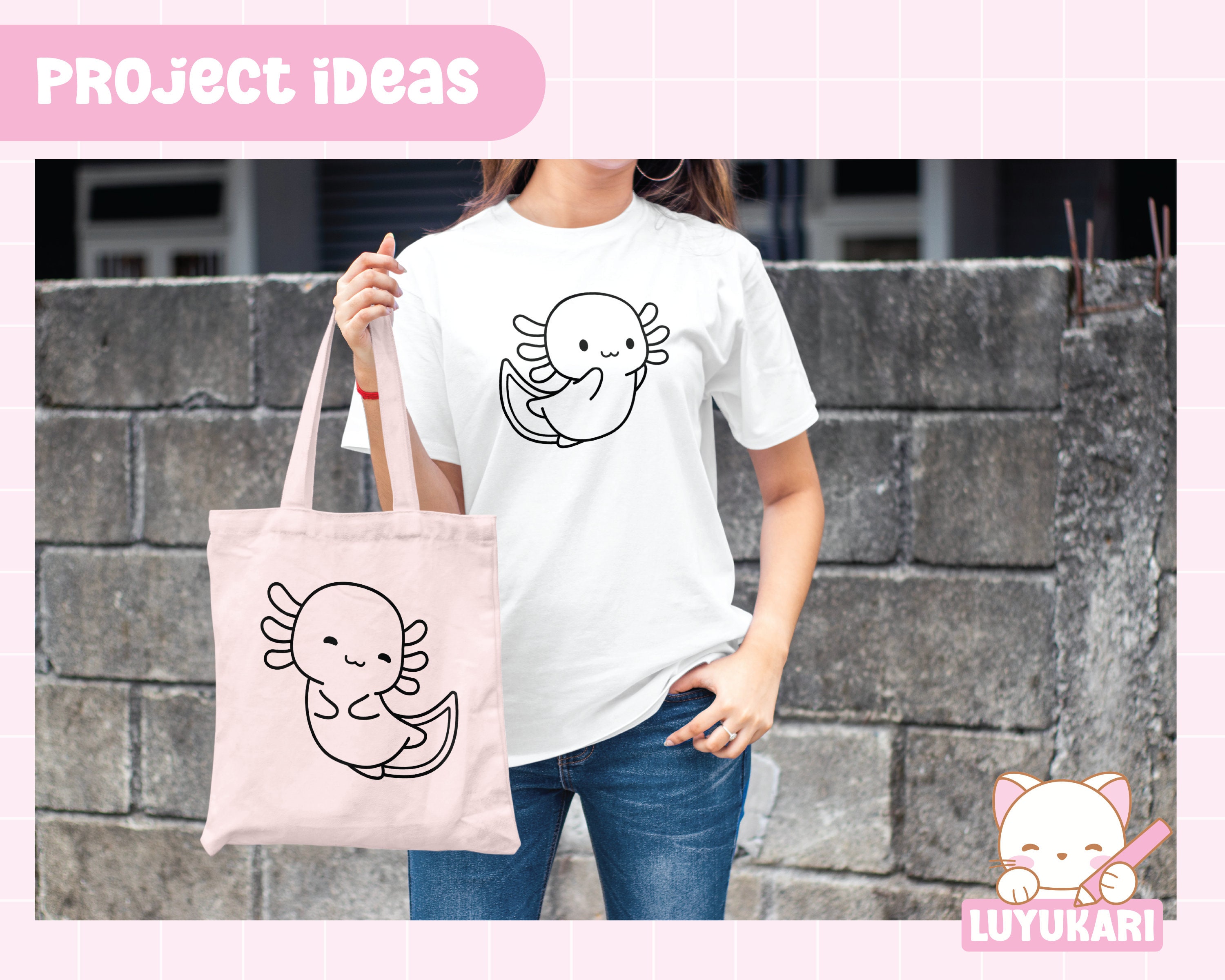 Cute Axolotl Outline SVG Bundle, Kawaii Baby Axolotl SVG Cut File for ...
