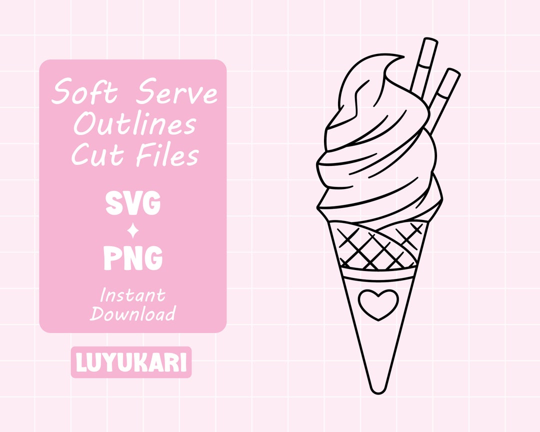 Soft Serve Outlines SVG, Ice Cream SVG Cut File for Cricut, Soft Serve ...