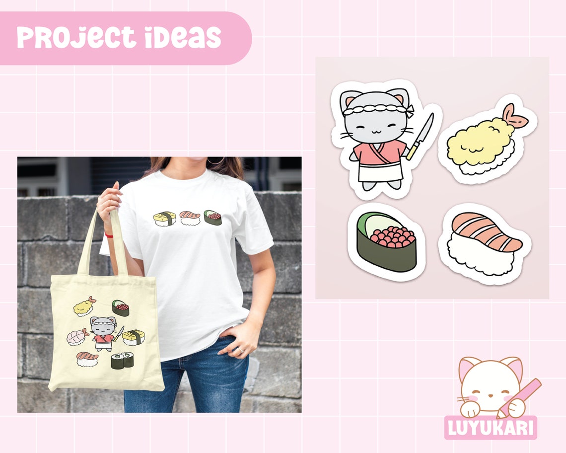 Sushi SVG Bundle, Cute Japanese Food SVG Cut File for Cricut, Nigiri ...