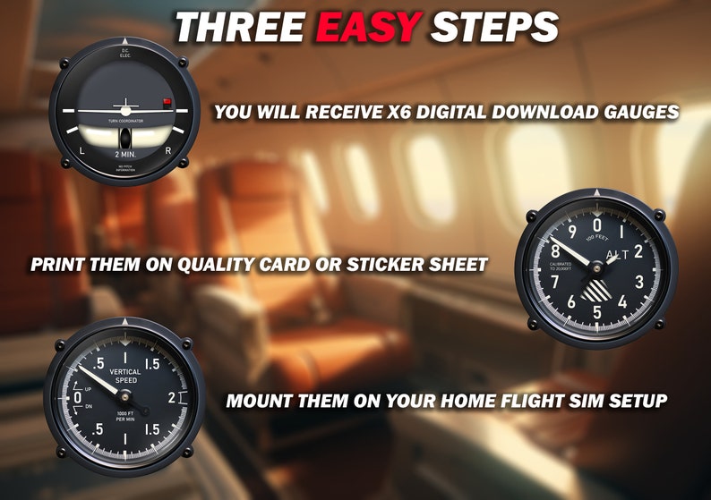 FLIGHT SIMULATOR Instruments Gauges Pilot Pack x6 Instant Digital Download Steam Instrument ...