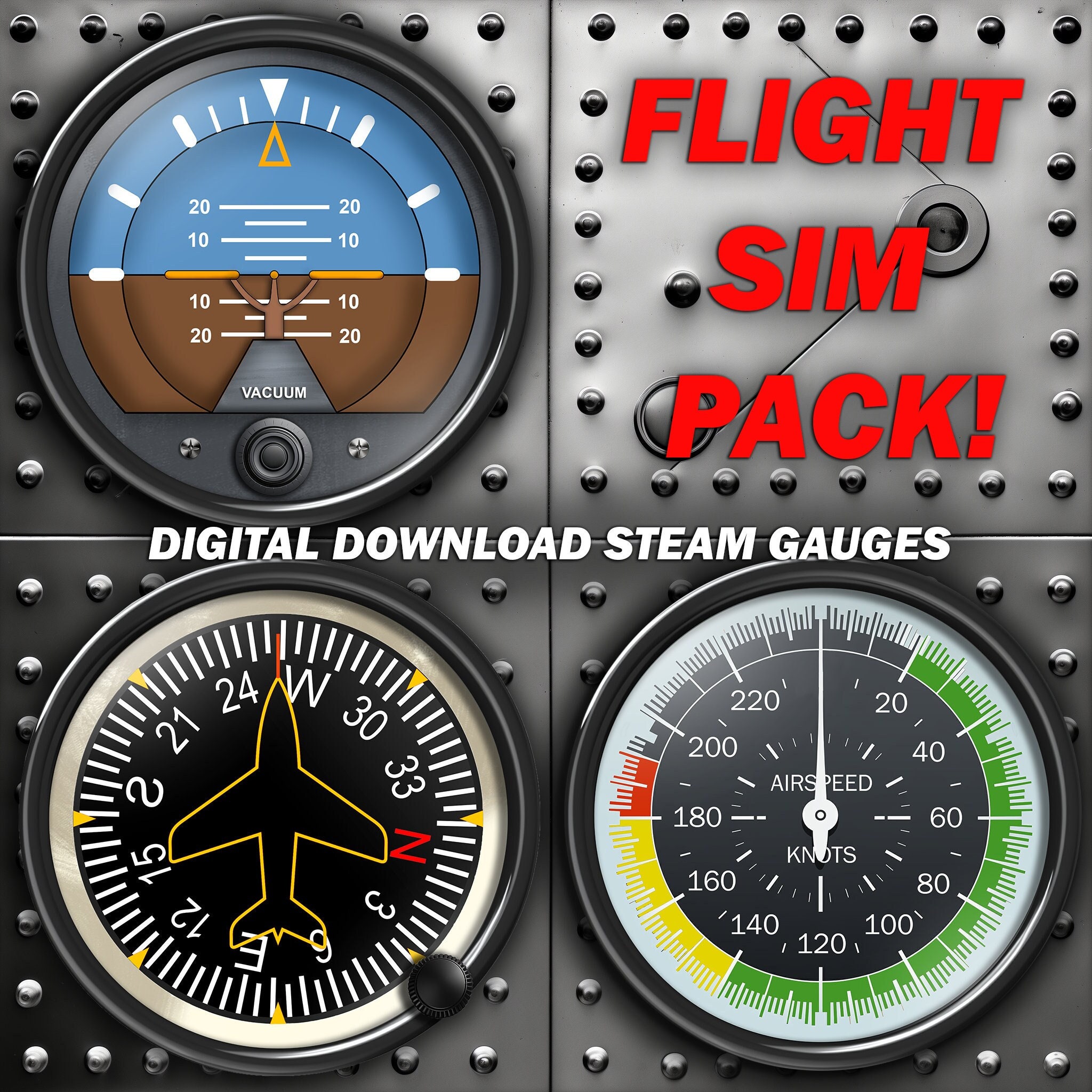 FLIGHT SIMULATOR INSTRUMENT Gauges Pack x3 Instant Digital Download ...
