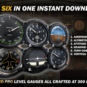 FLIGHT SIMULATOR Instruments Gauges Pilot Pack x6 Instant Digital ...