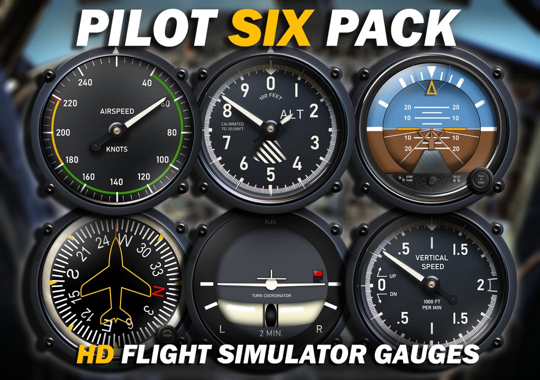 FLIGHT SIMULATOR Instruments Gauges Pilot Pack x6 Instant Digital Download Steam Instrument ...
