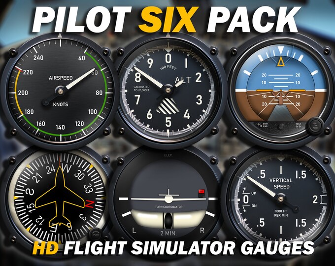 FLIGHT SIMULATOR Instruments Gauges Pilot Pack (x6) - Instant Digital ...