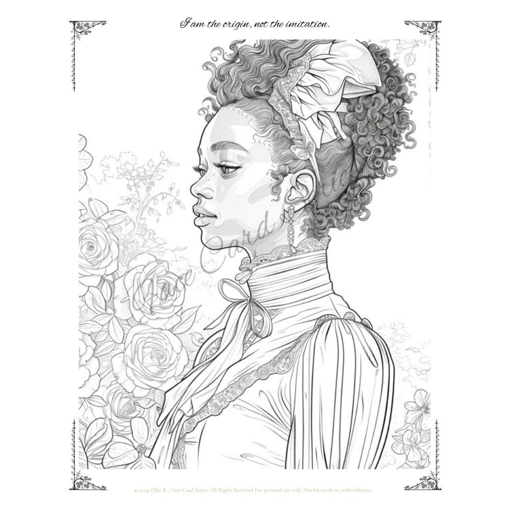 Historical Face Card Coloring Pages – 1800s to 1900s Portrait Art ...
