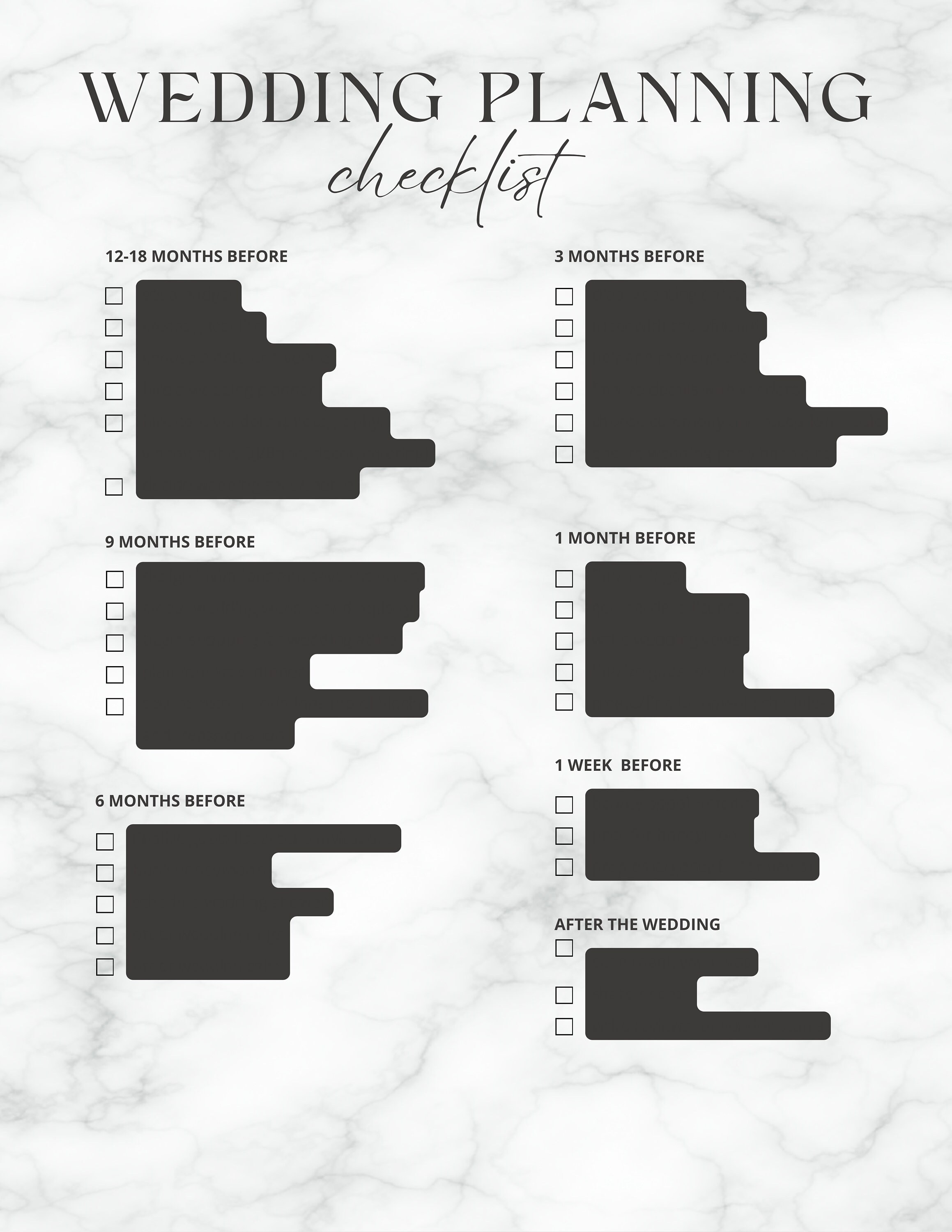 Wedding Planning Checklist Printable, Easy Digital Wedding Checklist ...