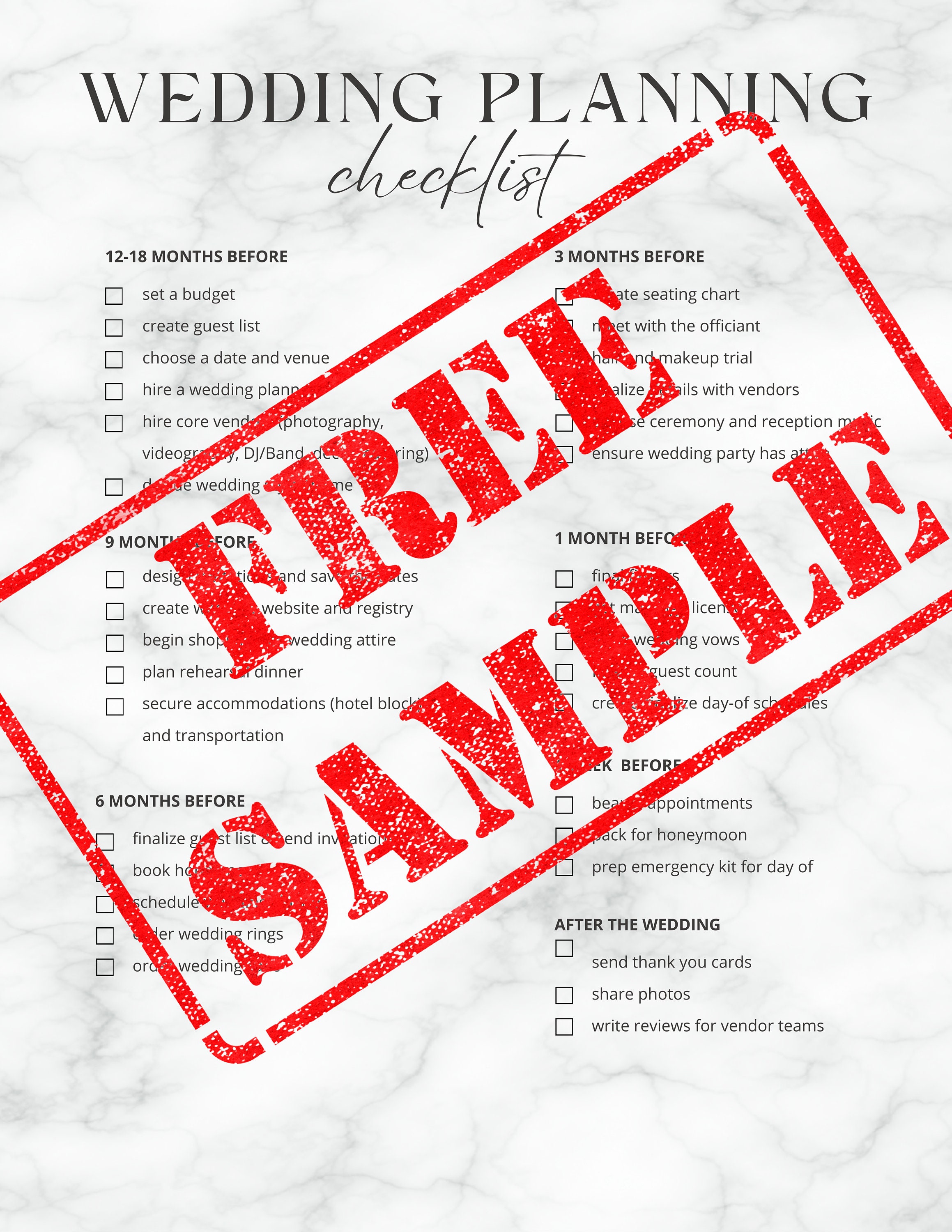 Wedding Planning Checklist Printable, Easy Digital Wedding Checklist ...