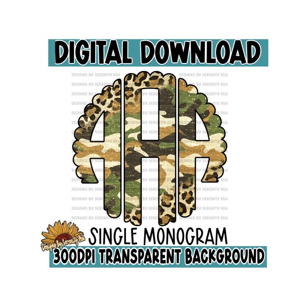 Camo Monogram Png - Etsy