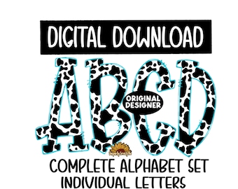 Pink Cow Print Alphabet Set Doodle Letters Clipart PNG - Etsy
