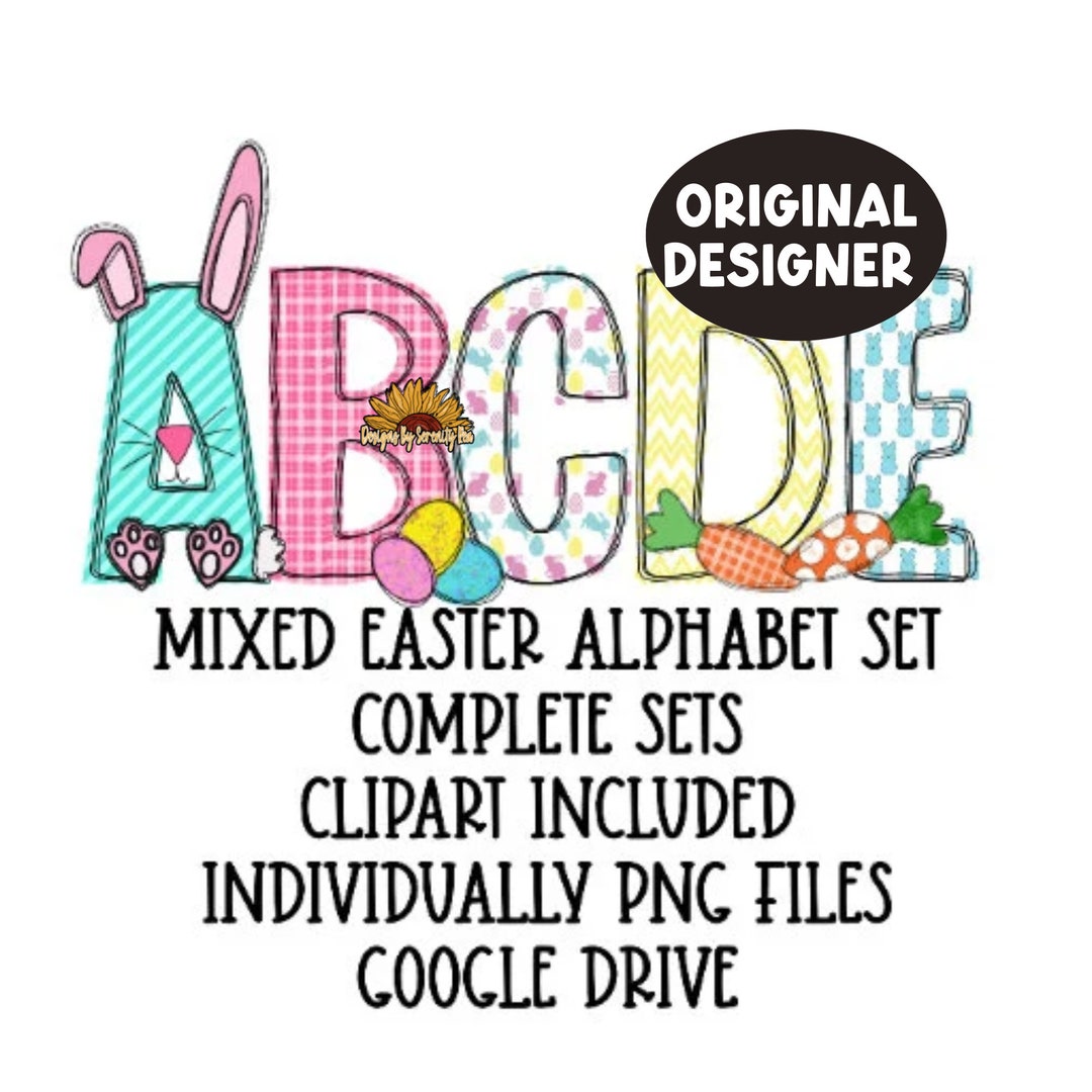 Easter Doodle Alphabets and Clipart | Sublimation | Digital Download ...