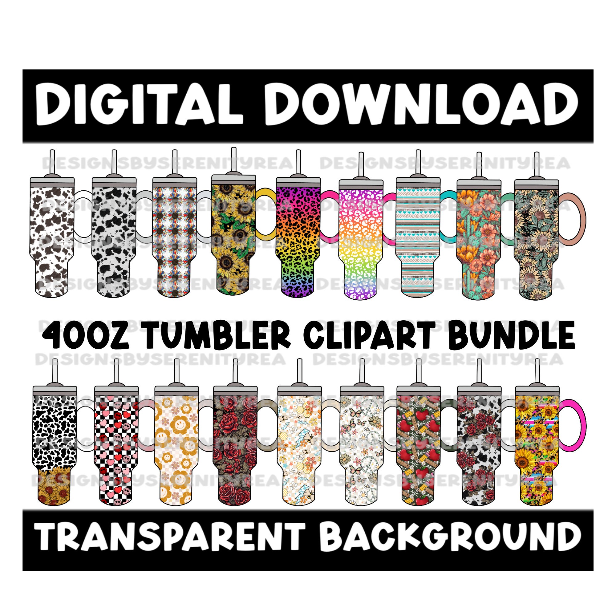 Tumbler Clipart Digital Download 40 Oz Tumbler Sublimation DTF DIY ...