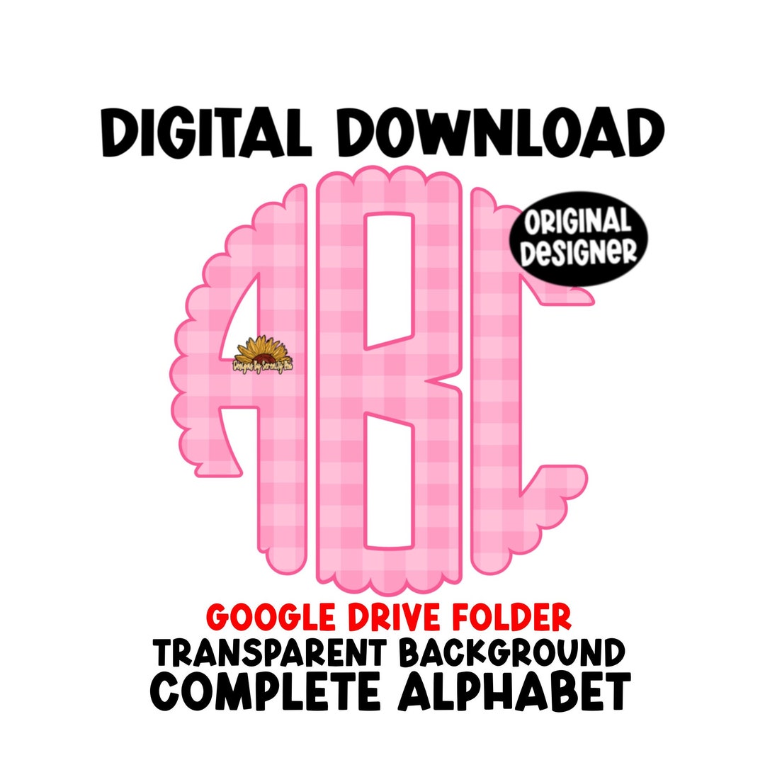 Pink Gingham Scallop Monogram Alphabet (PNG Digital Download) - Etsy