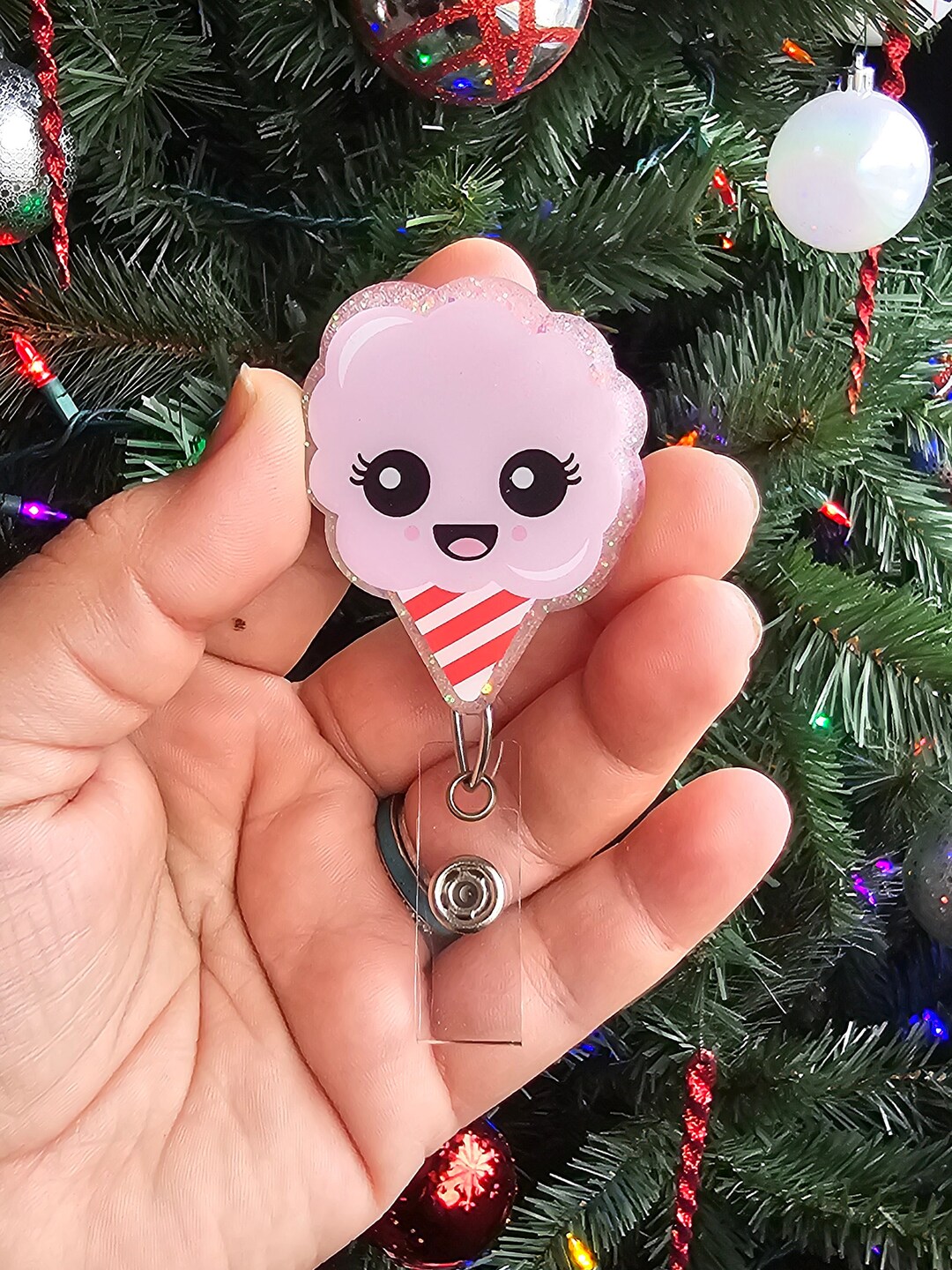 Cute Kawaii Cotton Candy Badge Reel Teacher Badge Reel ID Holder ...