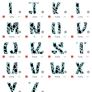 Teal Cow Print Alphabet Set | Doodle Letters | Clipart | PNG - Etsy