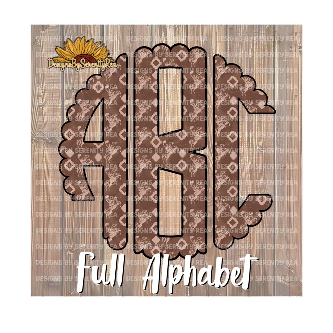 Bucking Horse Monogram | Scallop Monogram | Alphabet | Letters | Round ...