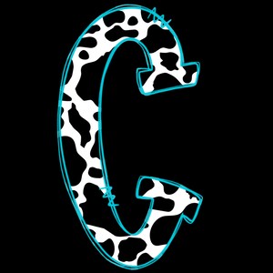 Teal Cow Print Alphabet Set | Doodle Letters | Clipart | PNG - Etsy